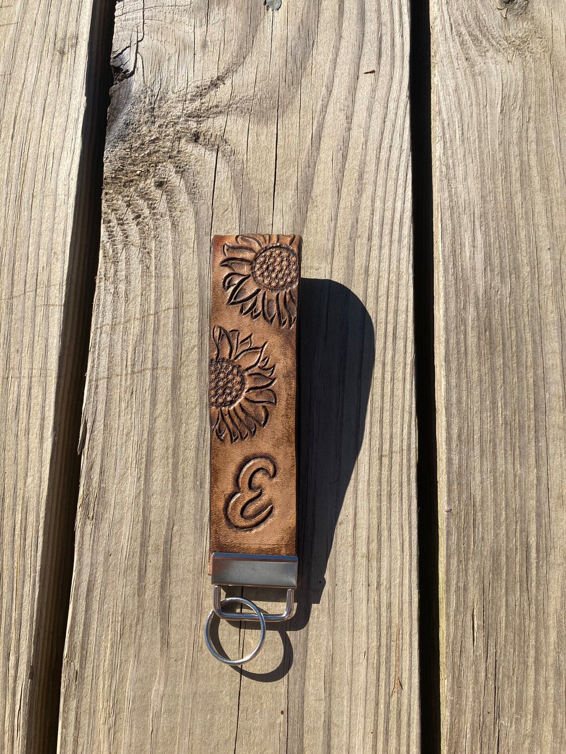 Tooled Leather Keychain - Etsy