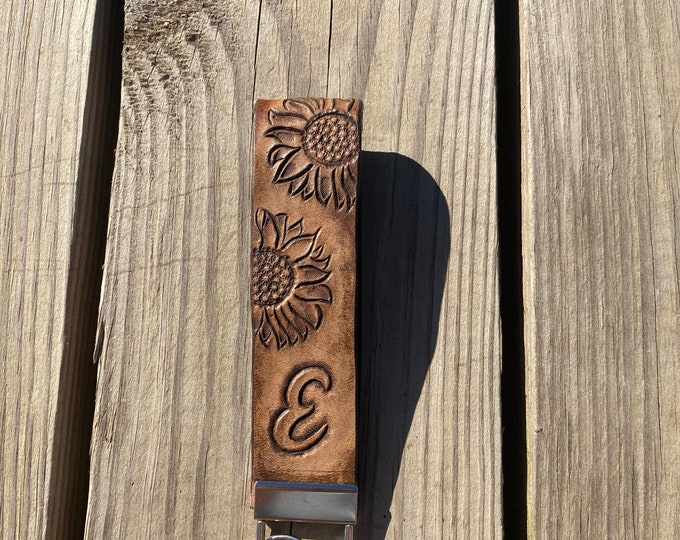 Tooled Leather Keychain - Etsy