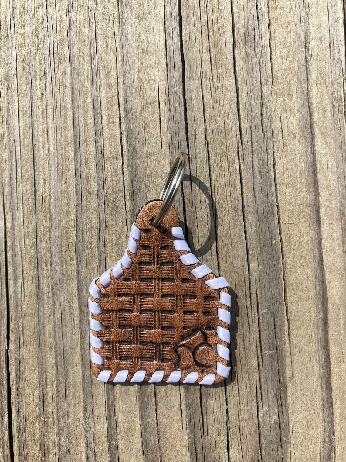 Hand Tooled & Carved Genuine Leather Cow Tag Keychain - Etsy