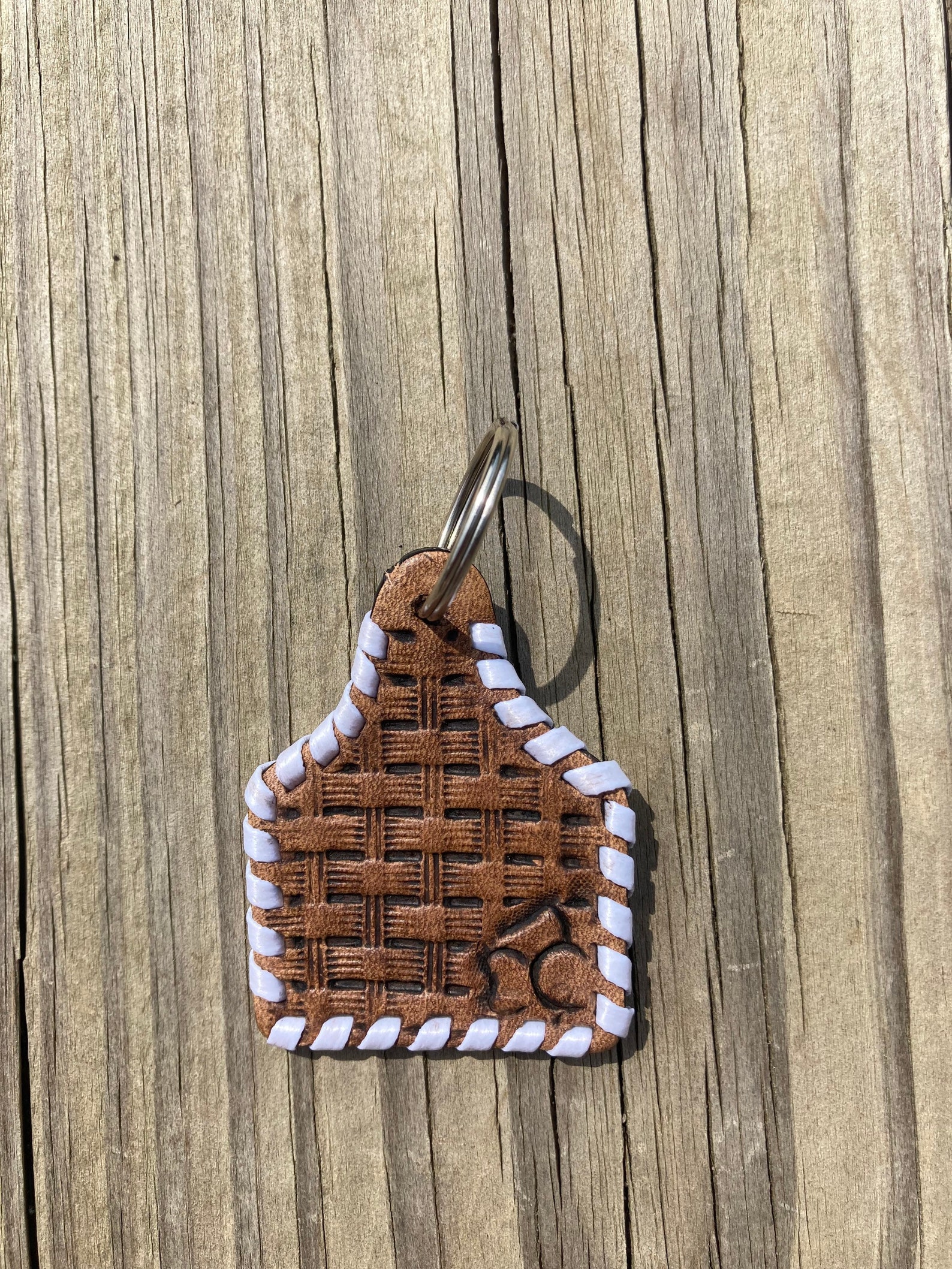 Hand Tooled & Carved Genuine Leather Cow Tag Keychain - Etsy