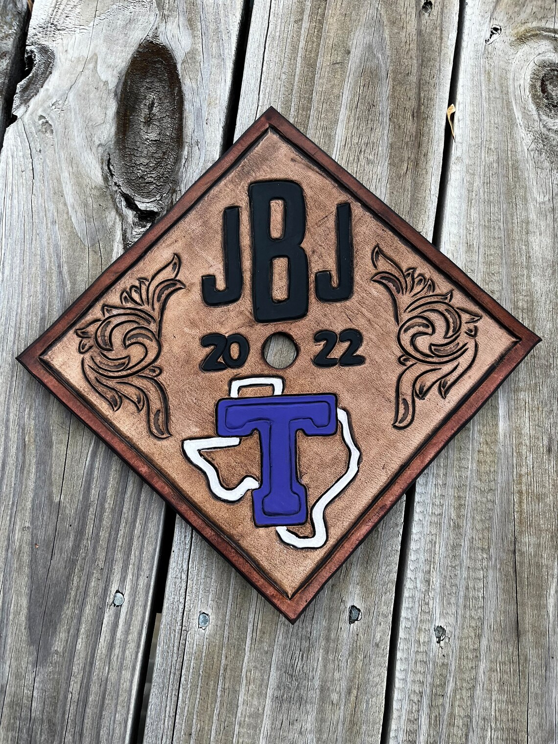 Customizable Hand Tooled Leather Graduation Cap Topper - Etsy