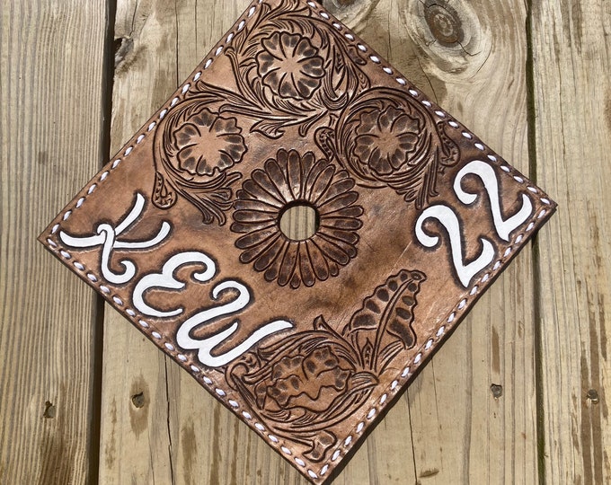 Customizable Hand Tooled Leather Graduation Cap Topper - Etsy