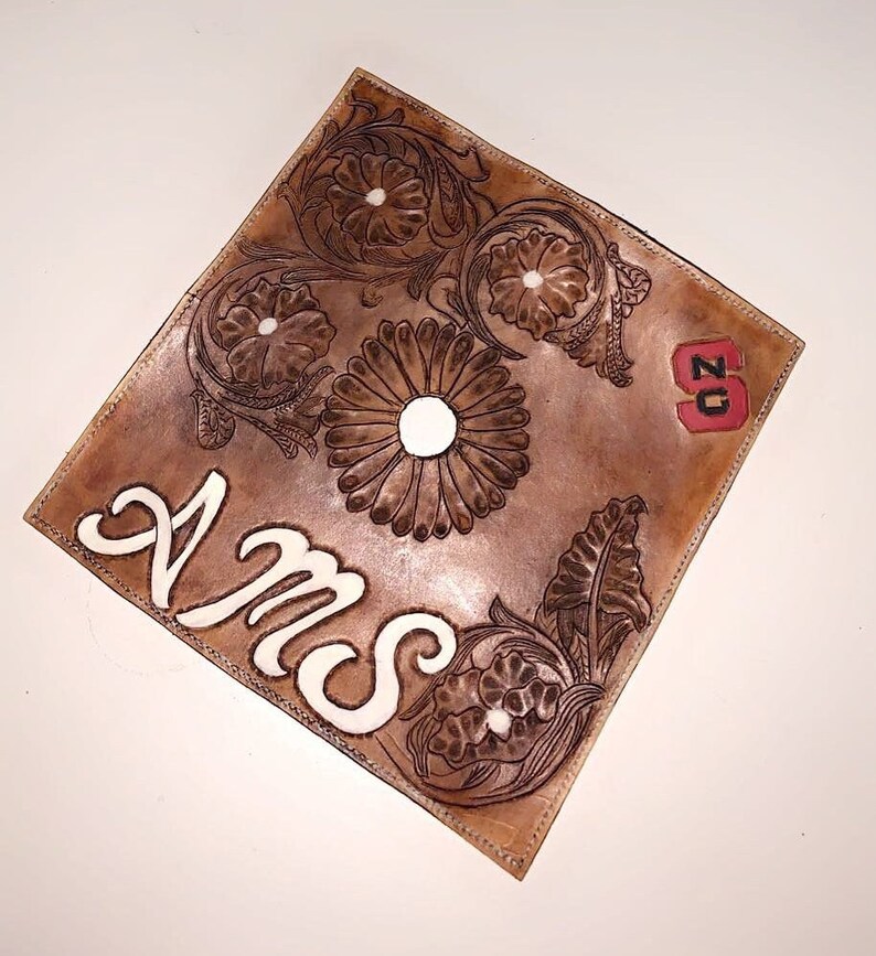 Customizable Hand Tooled Leather Graduation Cap Topper - Etsy