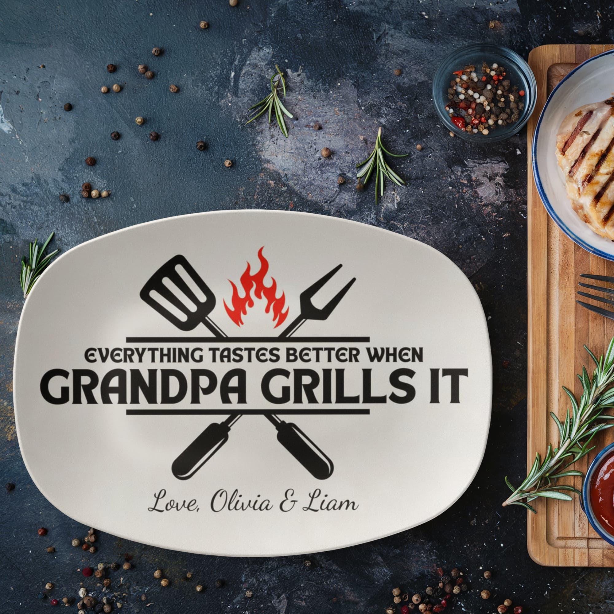 Personalized Grilling Plate, Father's Day Gift for Grandpa, Custom BBQ ...