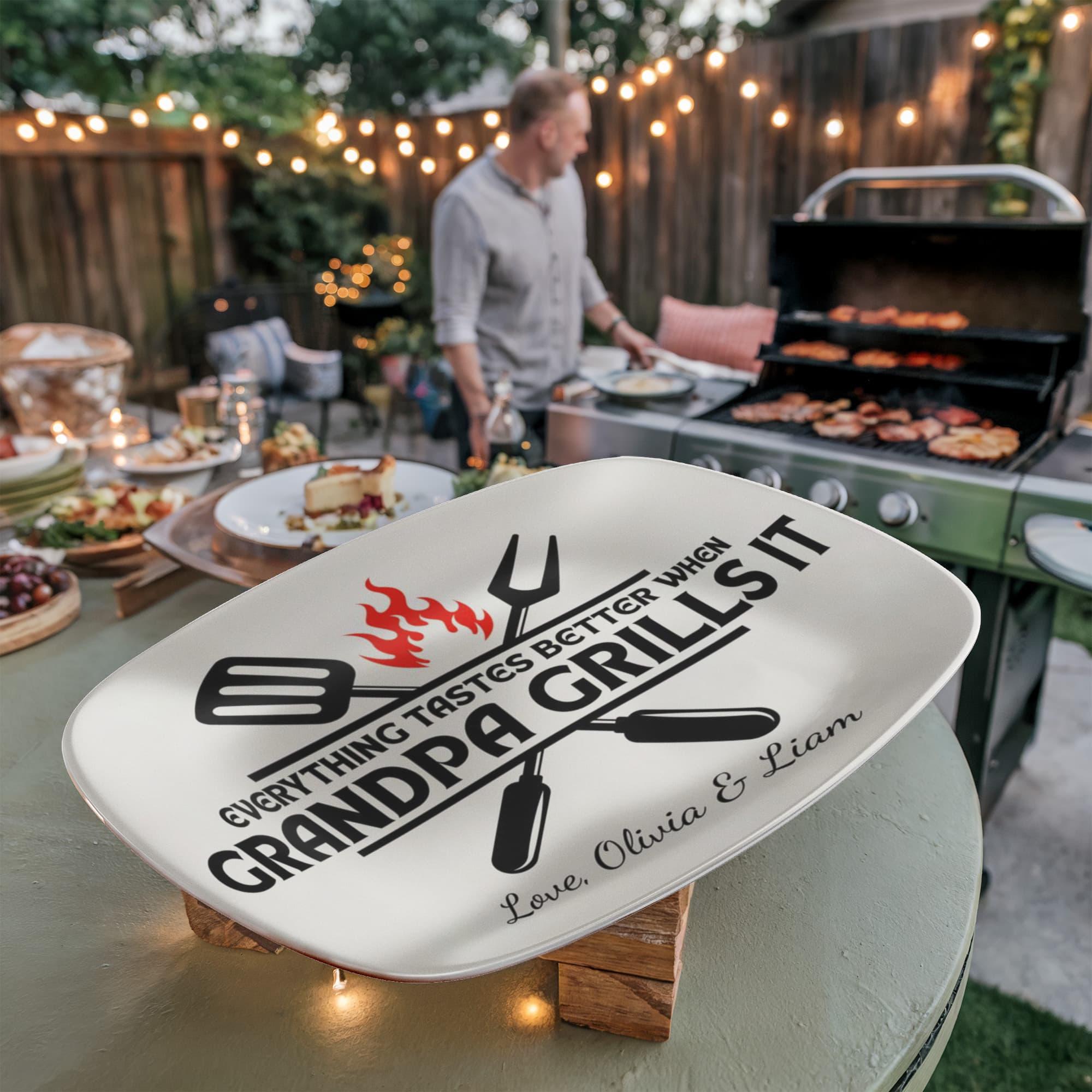 Personalized Grilling Plate, Father's Day Gift for Grandpa, Custom BBQ ...