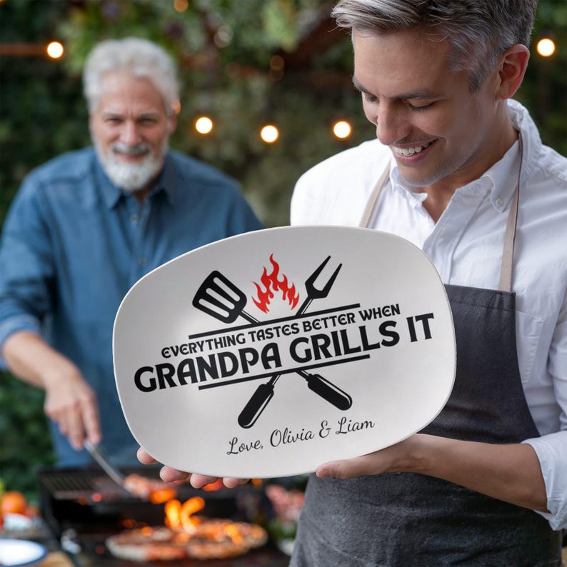 Personalized Grilling Plate, Father's Day Gift for Grandpa, Custom BBQ ...