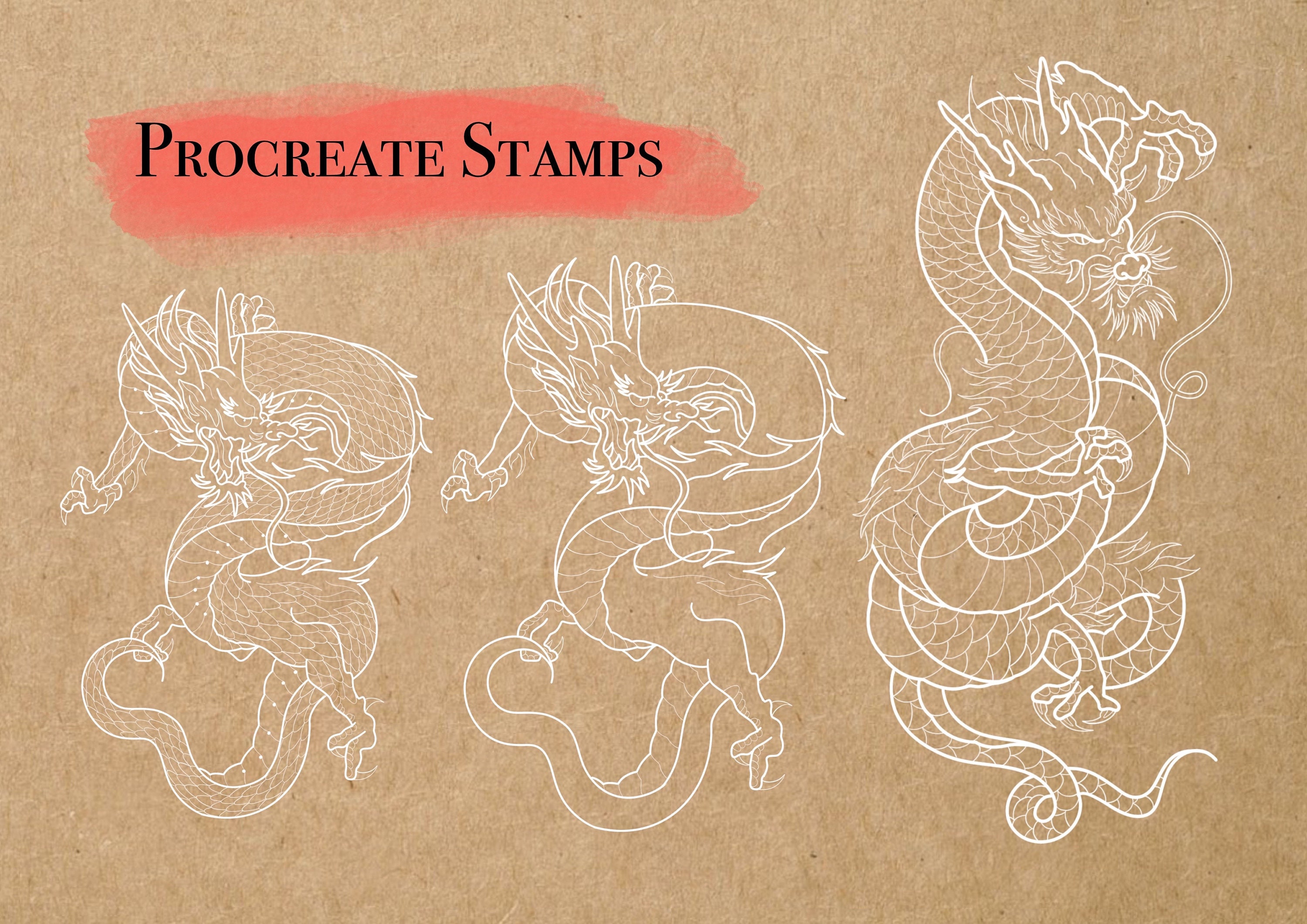 30 Dragon Stamps for Procreate - Etsy