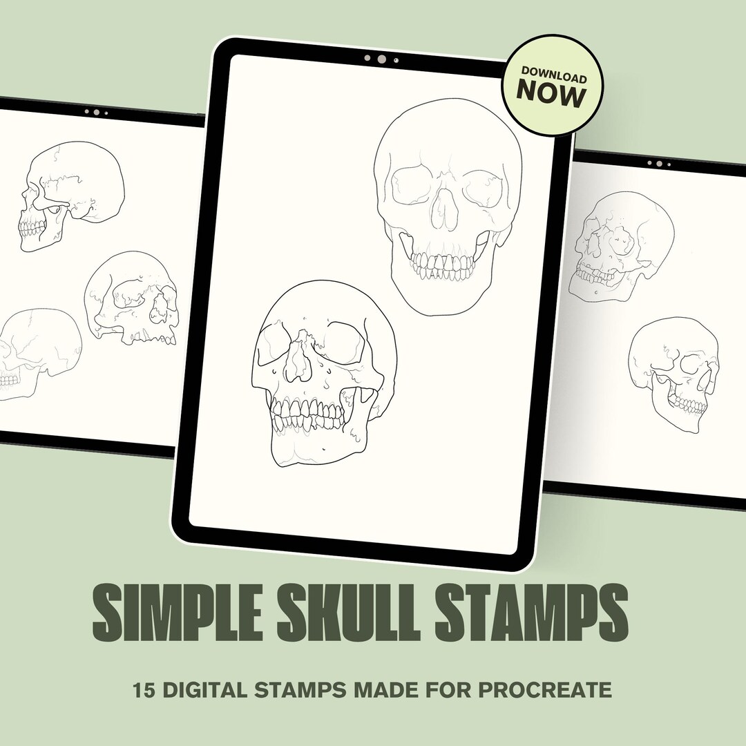 Simple Skull Stamps for Procreate - Etsy