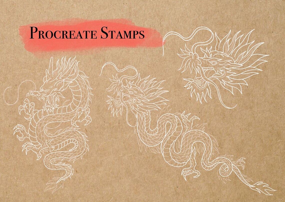 30 Dragon Stamps for Procreate - Etsy