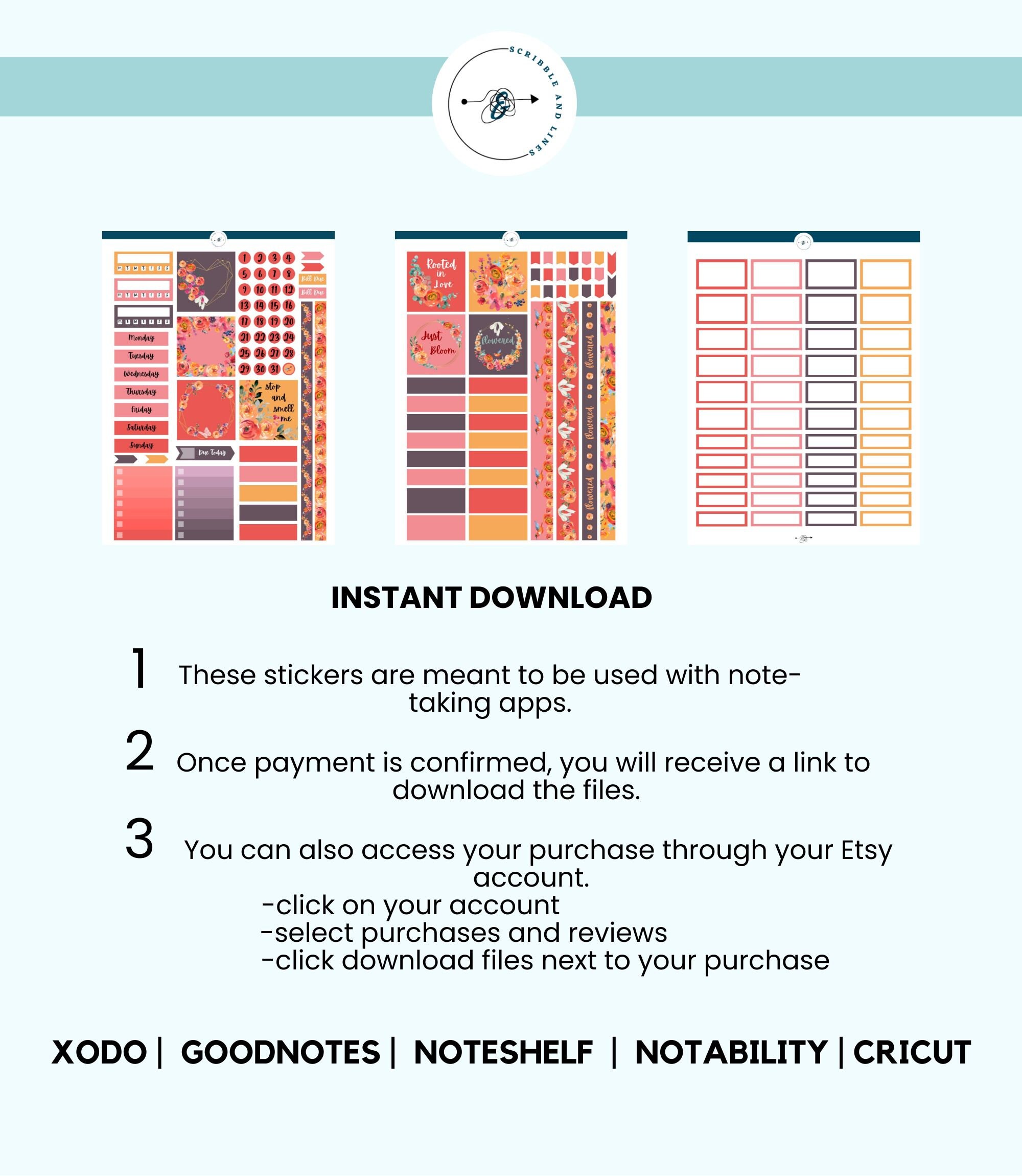 Pastel Pink Rose Monthly Planner Stickers-individual Png's With ...