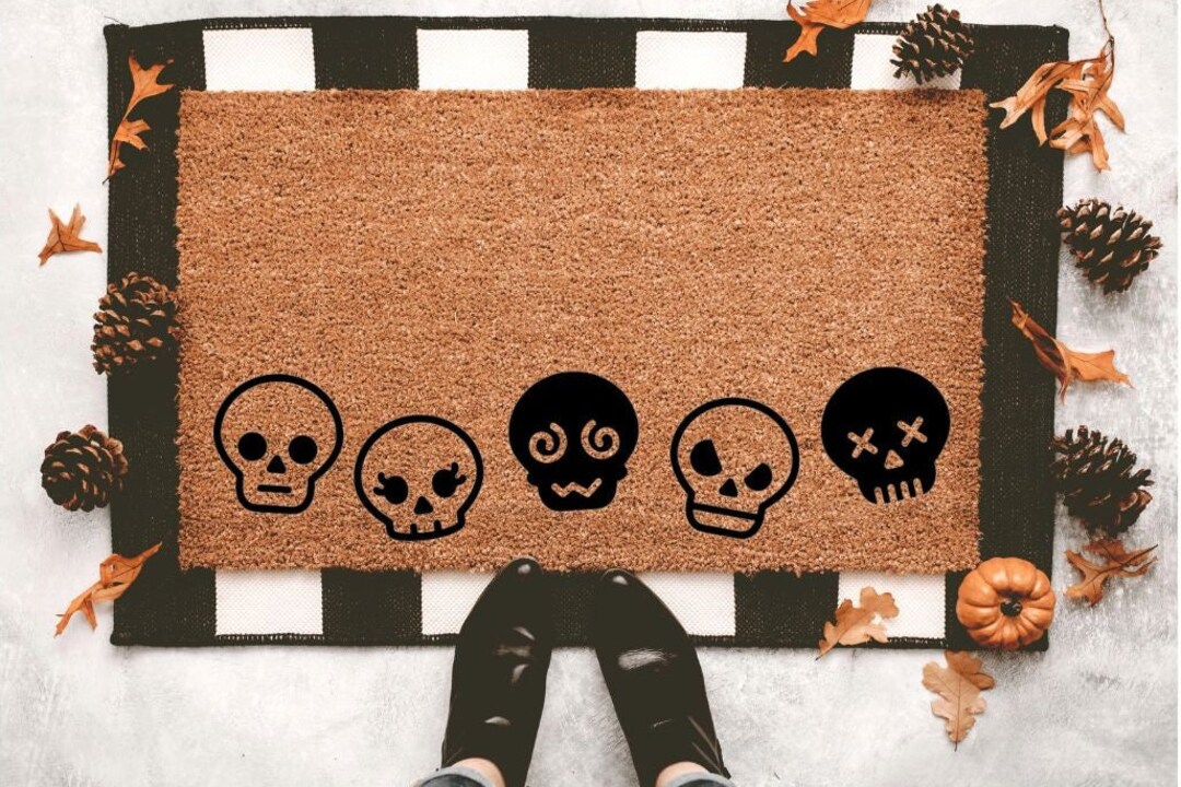 Sugar Skull Doormat, Halloween Doormat, Fall Doormat, Welcome Mat, Coir ...