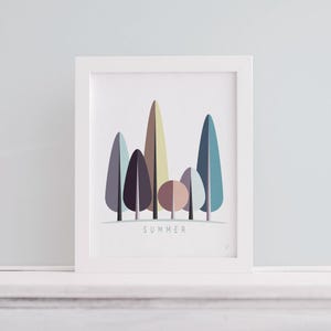 Four Seasons Tree Art Prints: Abstract Forest Set of 4, Digital ...