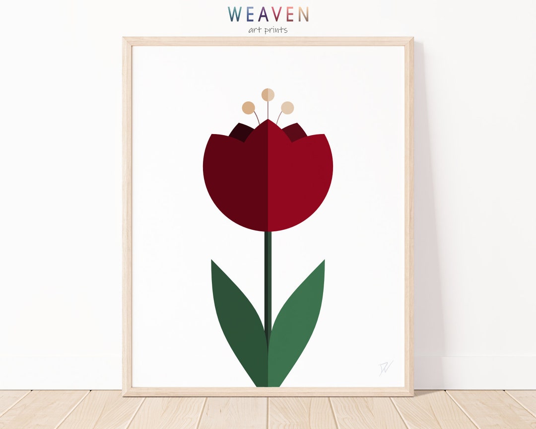 Red Rose Flower Art Print, Digital Download, Botanical Wall Art ...