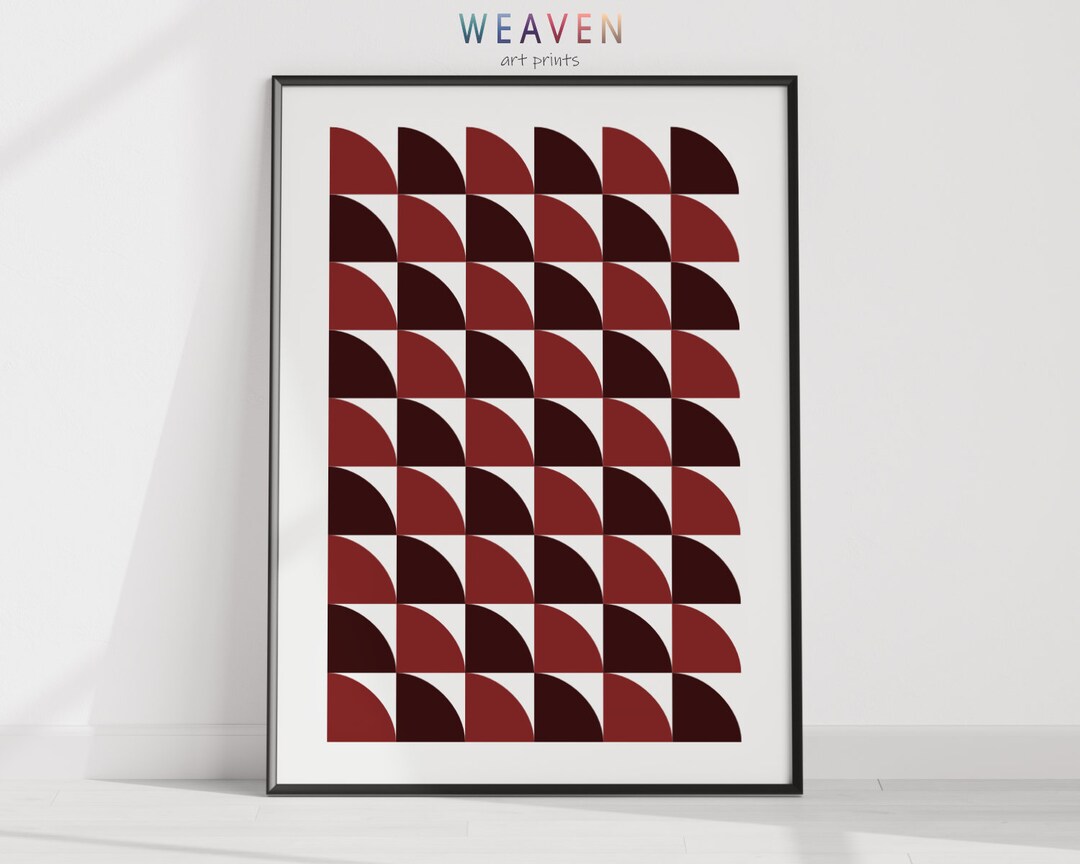 Geometric Red Art Print, Red Pattern, Dark Red Wall Art, Modern Home ...