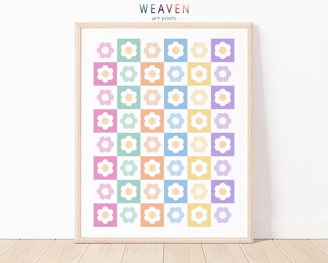 Rainbow Pastel Flower Art Print, Digital Download, Colorful Printable ...