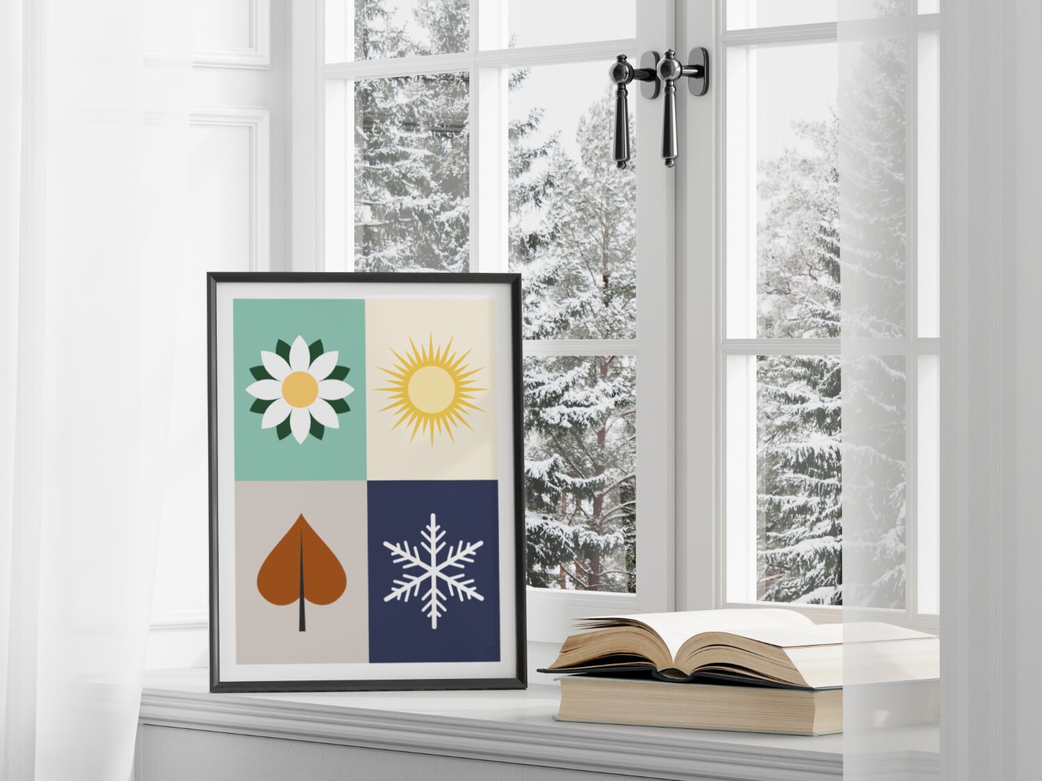 Four Seasons Art Print, Nature Wall Art, Spring Summer Autumn Winter ...