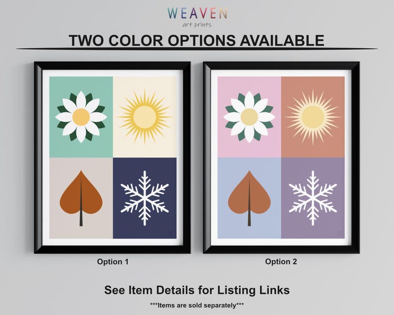Four Seasons Art Print, Digital Download, Printable Nature Wall Art ...