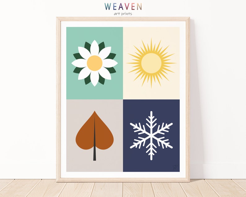 Four Seasons Art Print, Digital Download, Printable Nature Wall Art ...