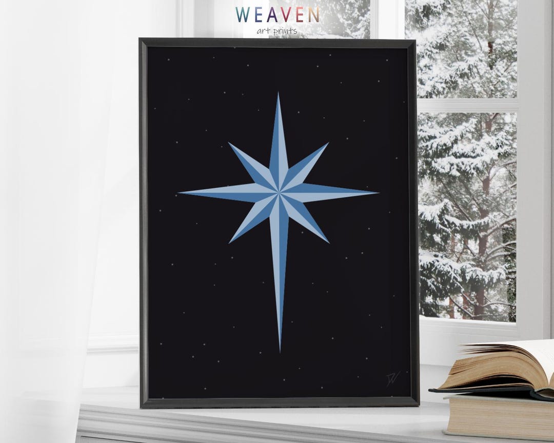 Christmas Star Art Print, Digital Download, Printable Wall Art, Holiday ...