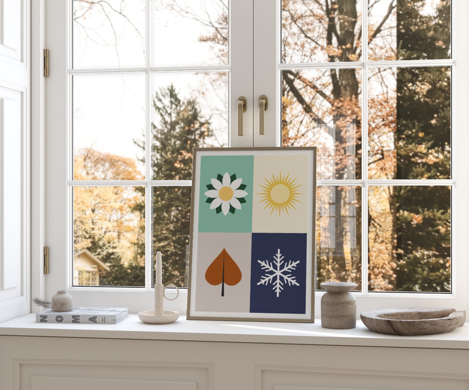 Four Seasons Art Print, Nature Wall Art, Season Poster, Spring Summer ...