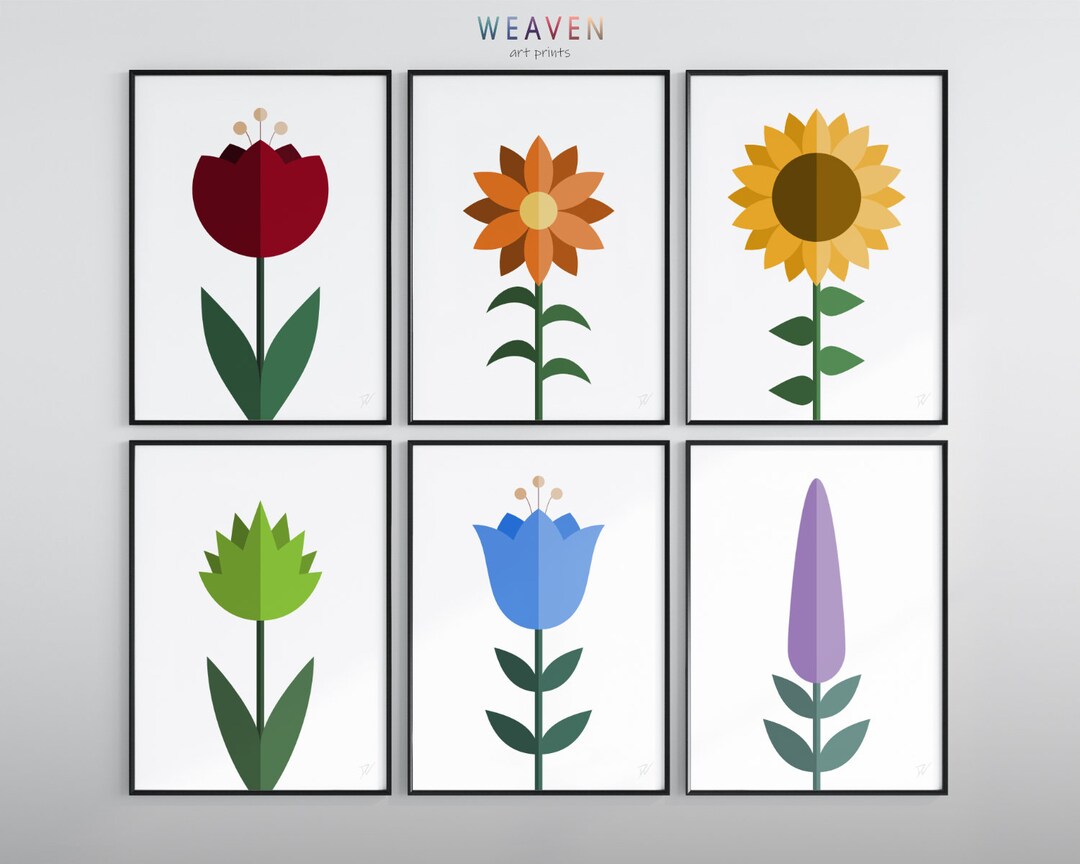 Spring Flower Art Prints Set of 6, Digital Download, Printable Nature ...