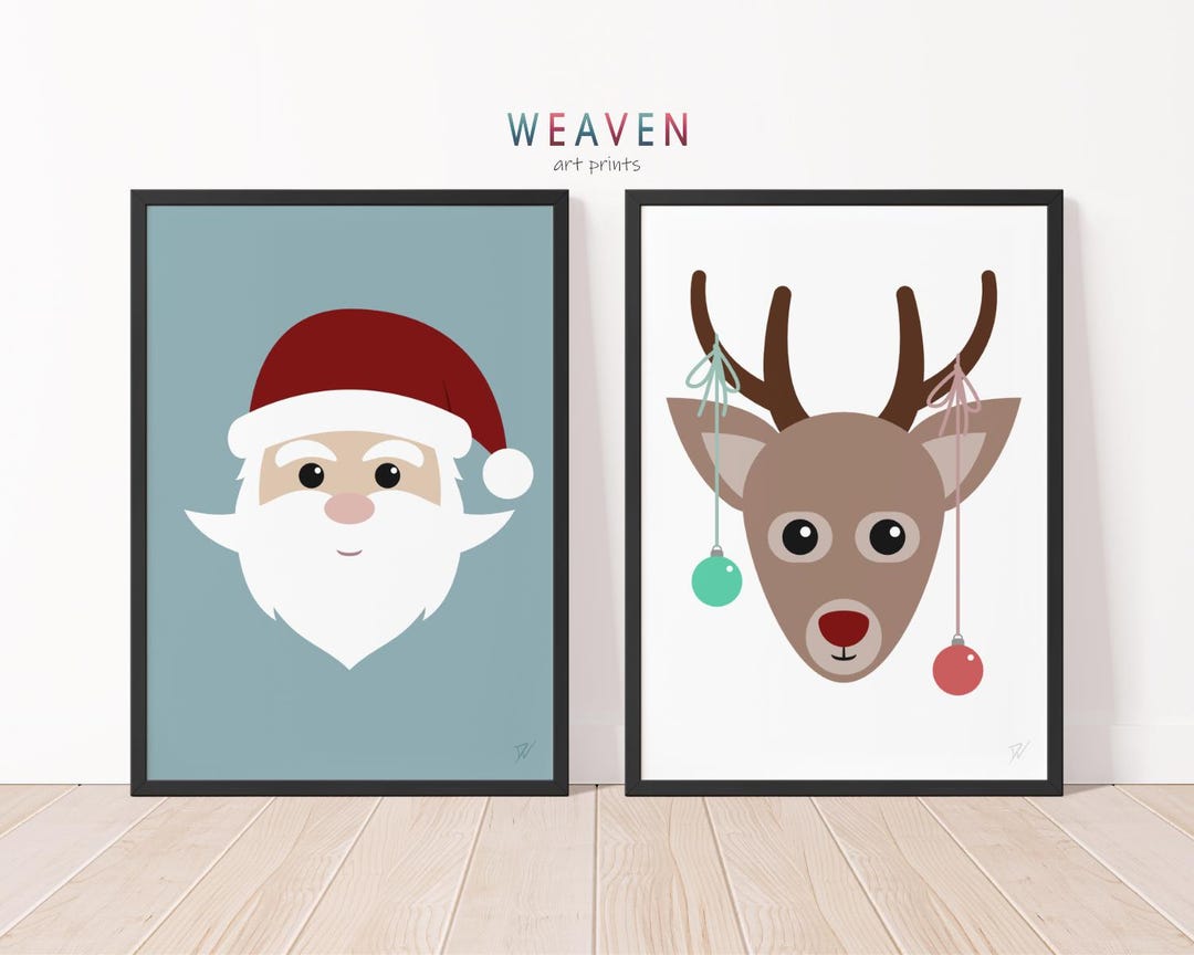 Santa Claus and Rudolph the Red Nose Reindeer Portraits, Christmas Home ...