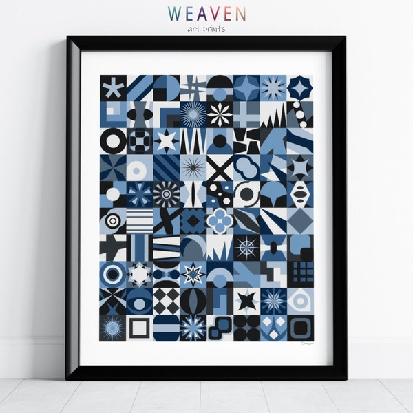 Blue Geometric Art - Etsy