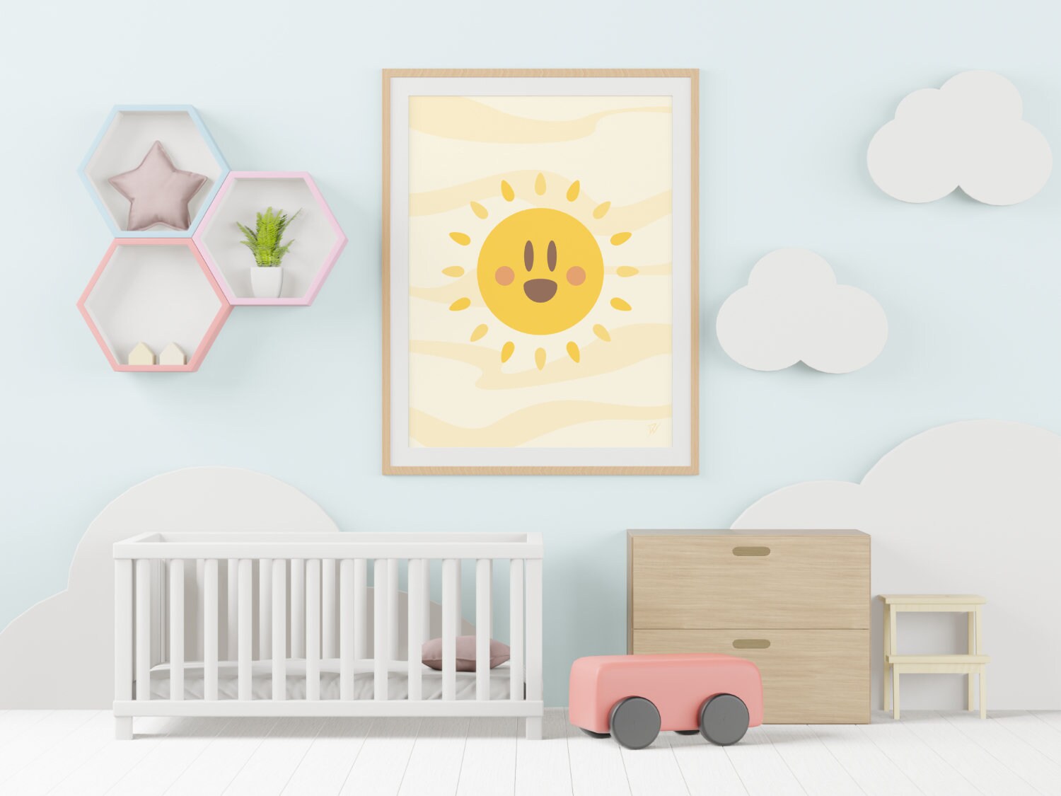 Happy Sun and Moon Art Print Set of 2, Digital Download, Printable ...