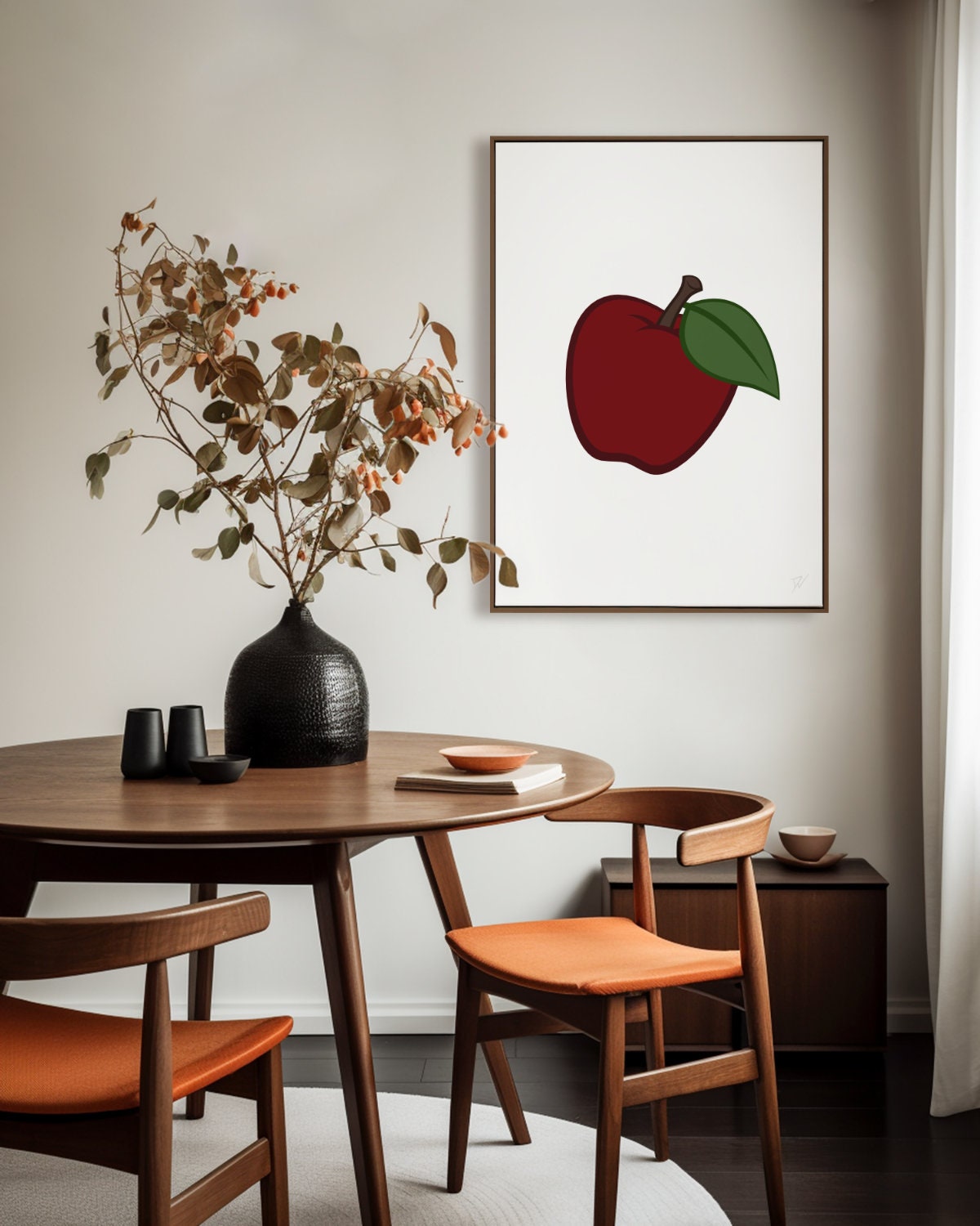 Red Apple Art Print for Kitchen Wall Decor - Etsy