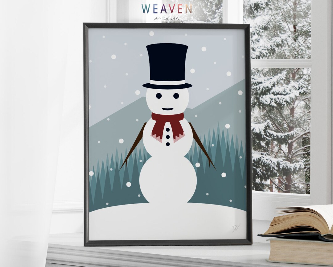 Snowman Art Print, Digital Download, Printable Wall Art, Abstract ...