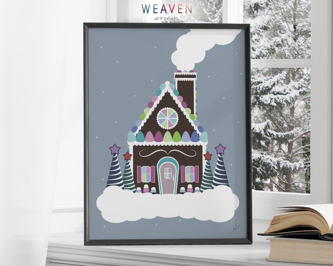 Gingerbread House Art Print, Christmas Poster, Holiday Season Wall ...