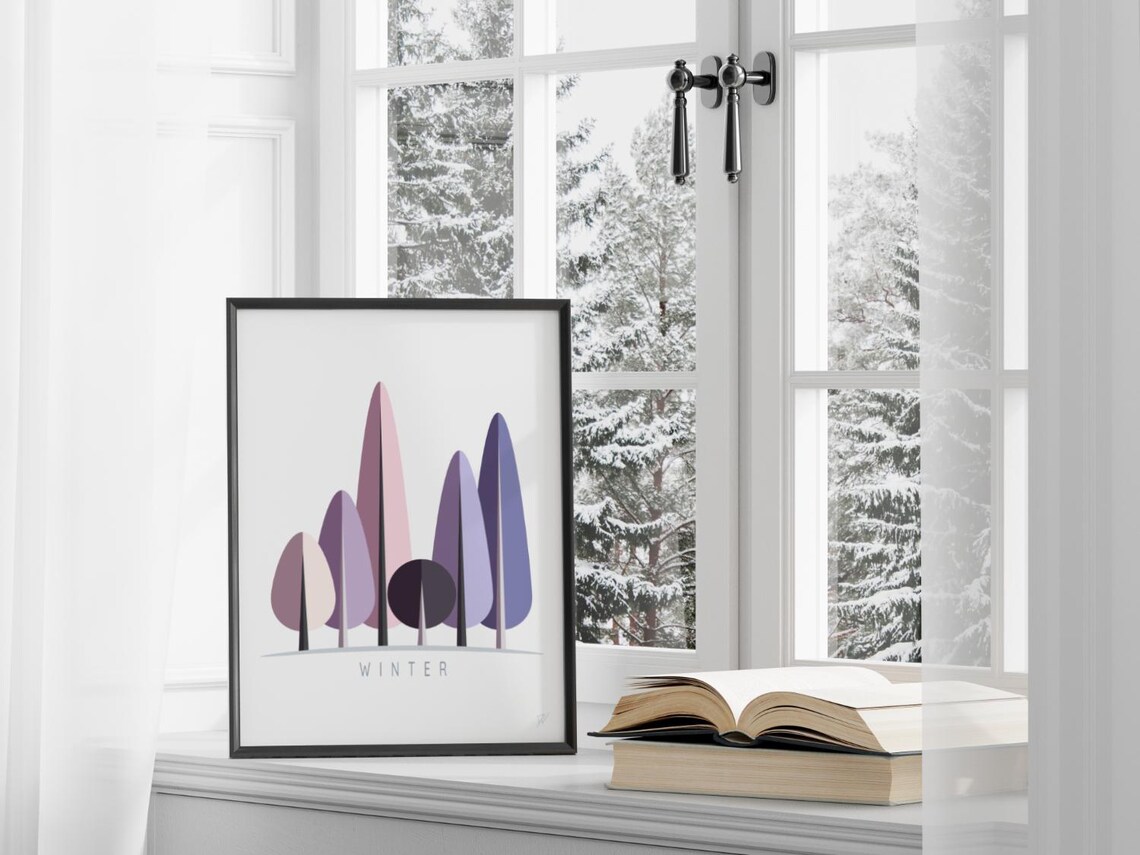 Four Seasons Tree Art Prints: Abstract Forest Set of 4, Digital ...