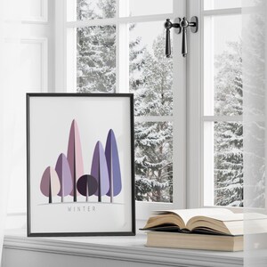Four Seasons Tree Art Prints: Abstract Forest Set of 4, Digital ...