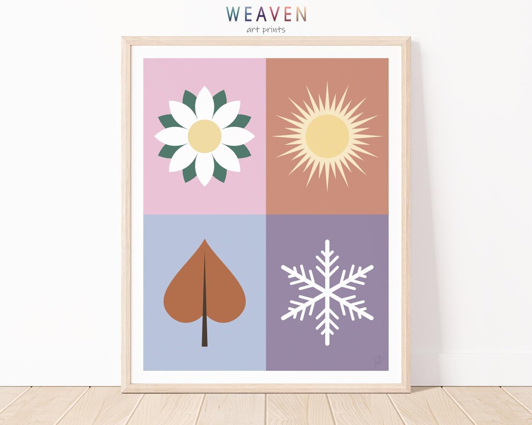 Four Seasons Wall Art Print, Digital Download, Printable Nature Art ...