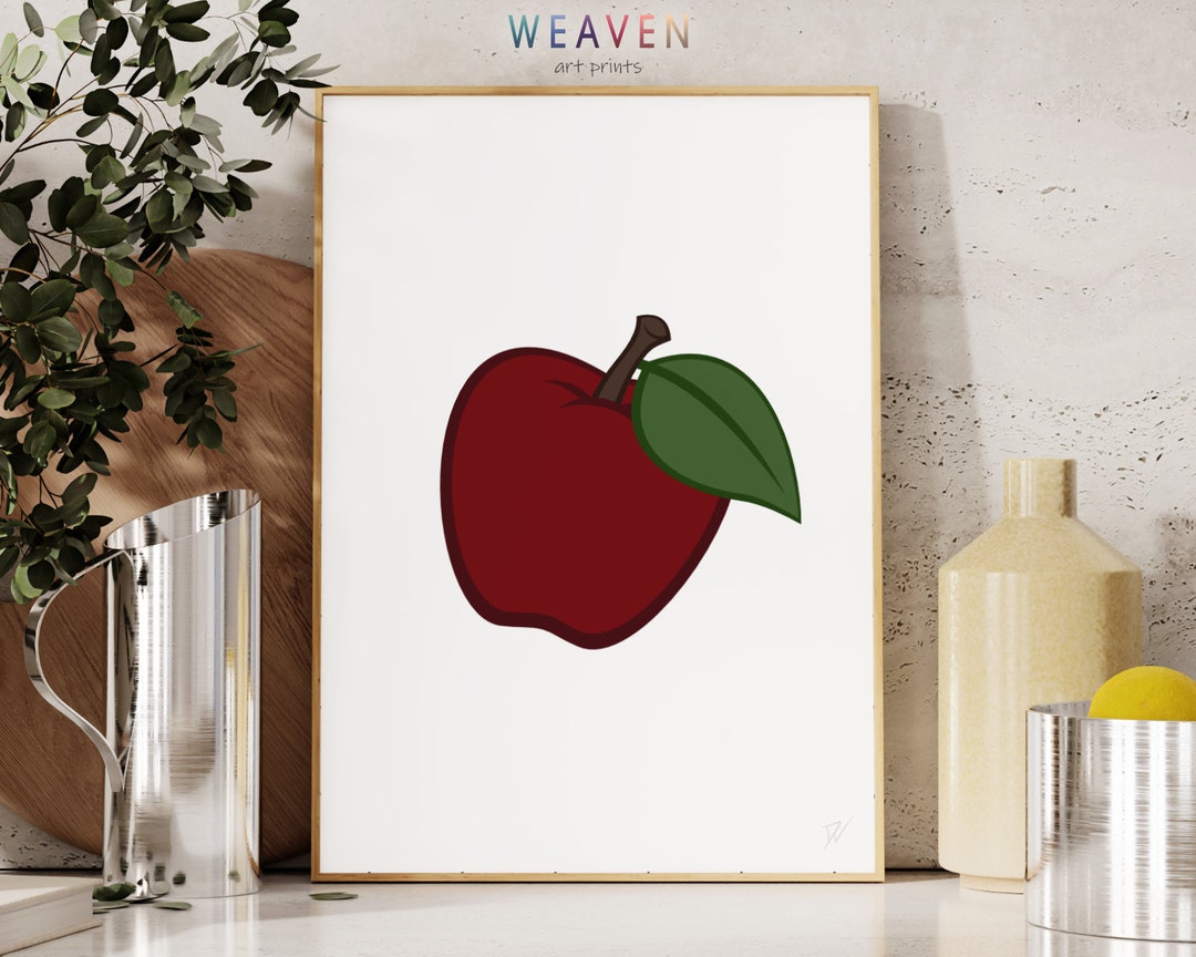 Red Apple Art Print for Kitchen Wall Decor - Etsy