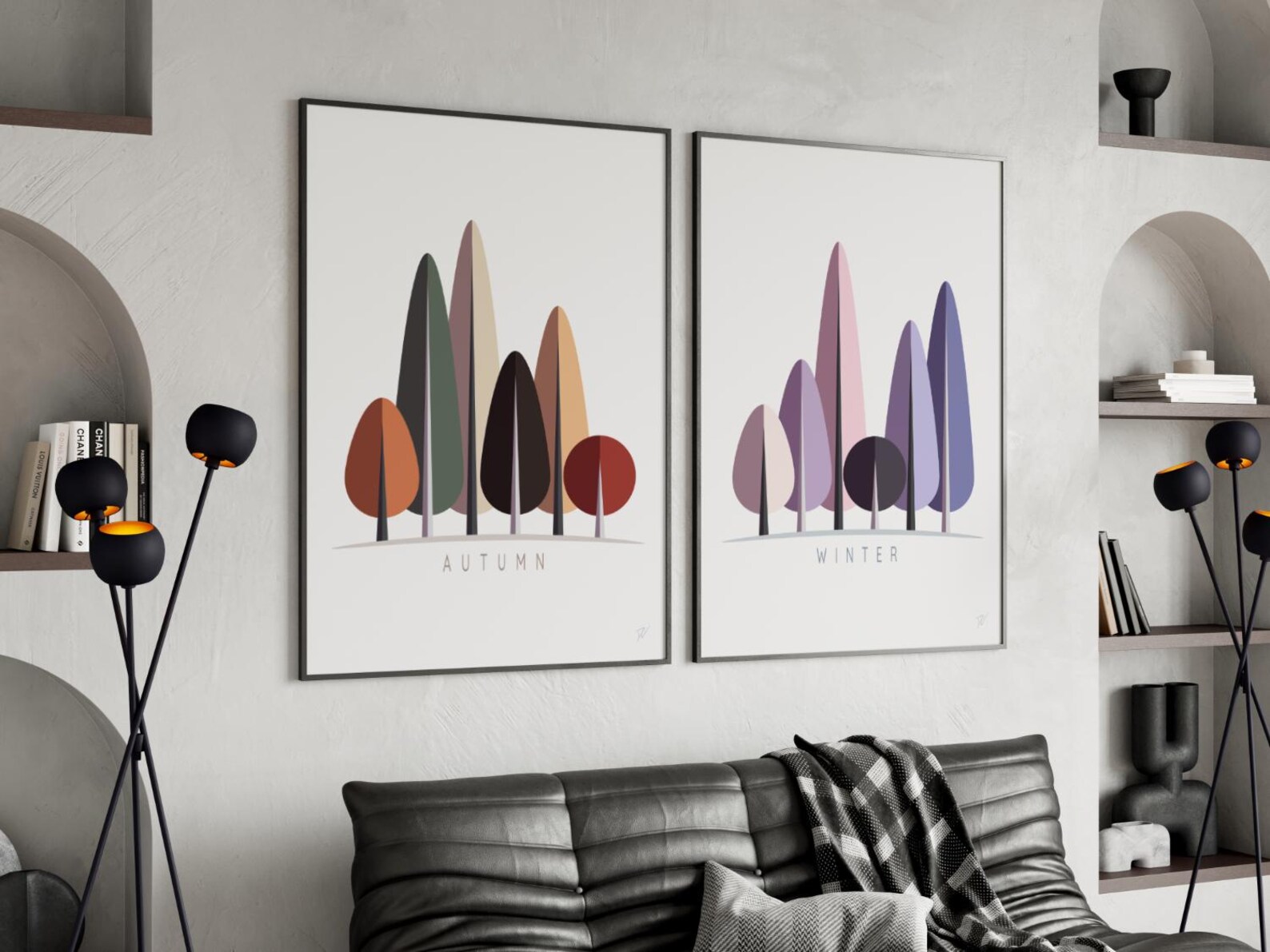 Four Seasons Tree Art Prints: Abstract Forest Set of 4, Digital ...