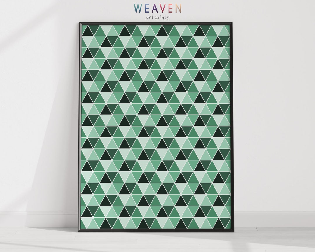 Geometric Green Art Print, Triangle Wall Art, Light Green Home Decor ...