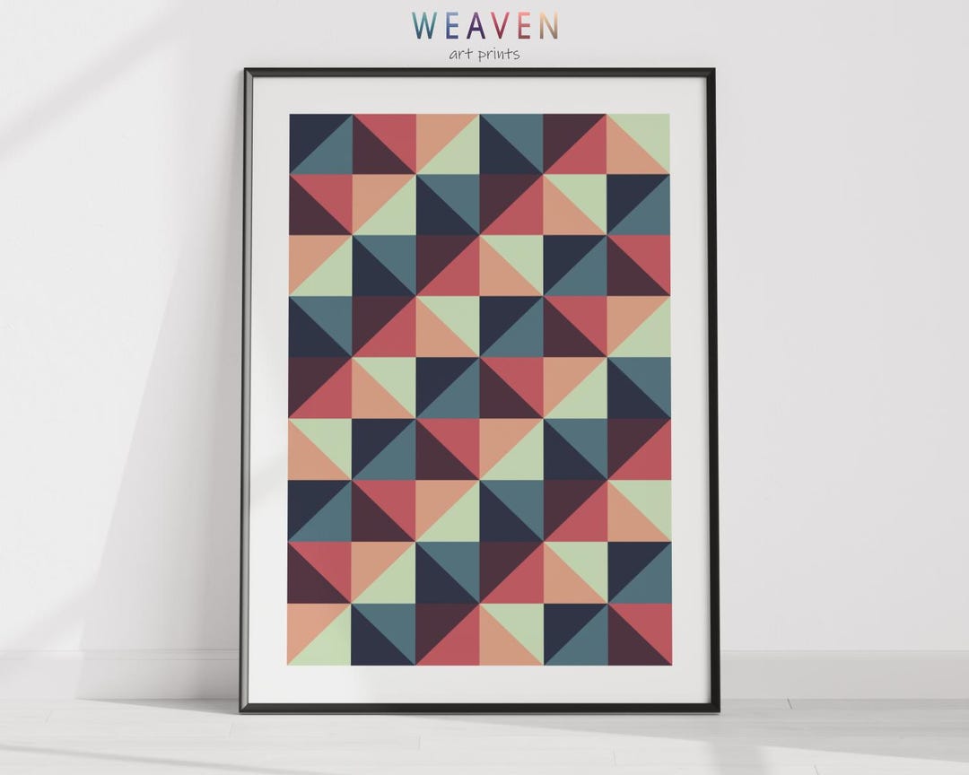 Colorful Geometric Triangle Pattern Art Print, Modern Home Decor ...