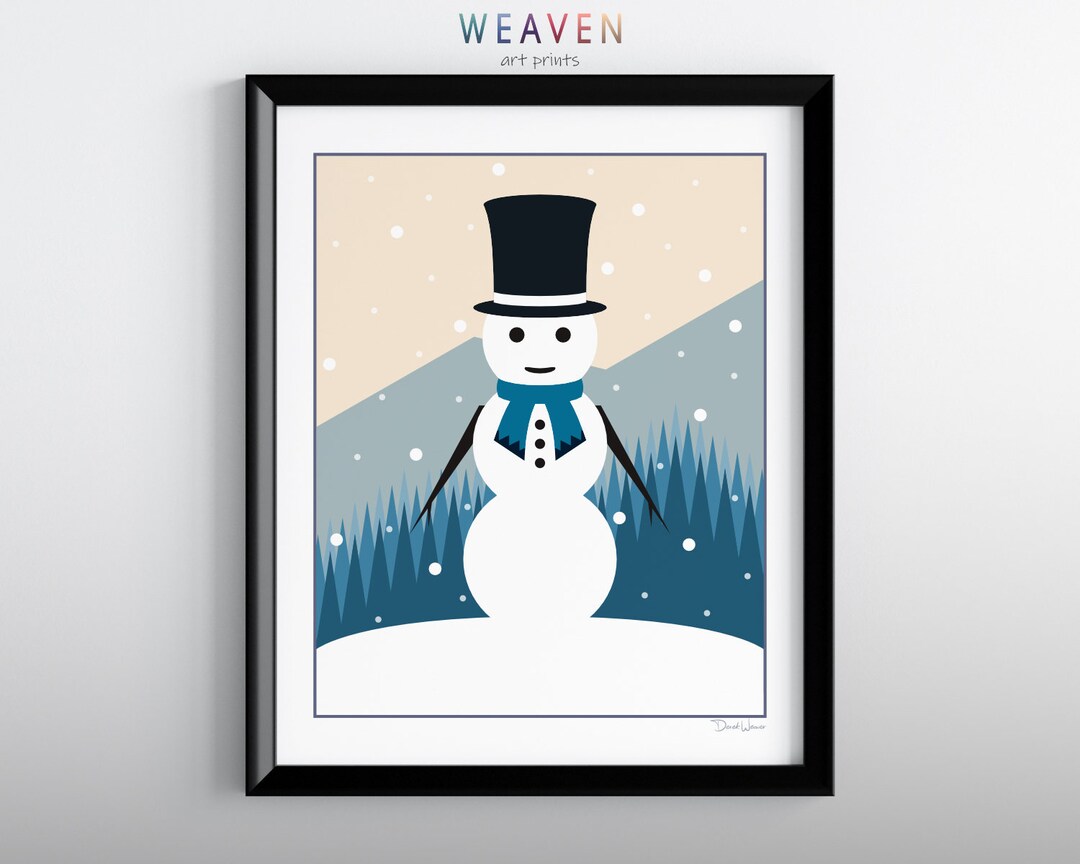 Winter Snowman Art Print, Snowman Illustration, Home Christmas ...
