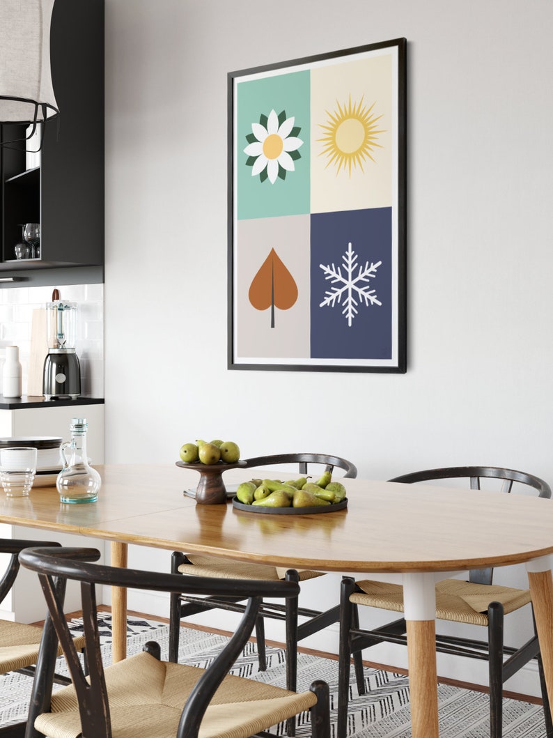 Four Seasons Art Print, Digital Download, Printable Nature Wall Art ...