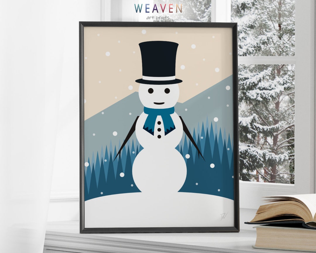 Snowman Art Print, Digital Download, Printable Wall Art, Abstract ...