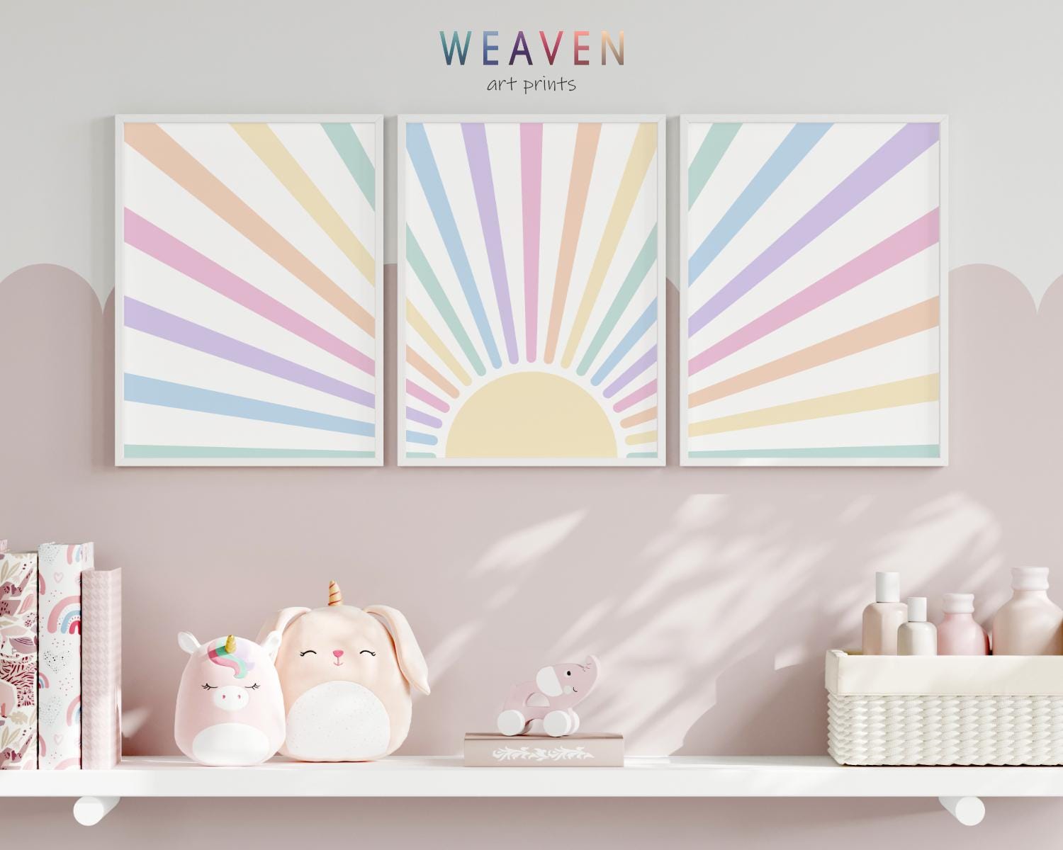 Pastel Rainbow Sun Art Print, Colorful Kids Nursery Decor, Digital ...