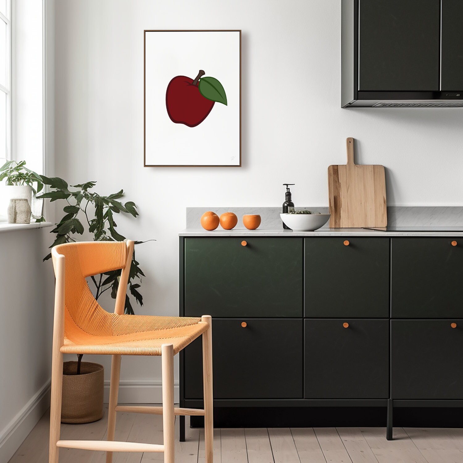 Red Apple Art Print for Kitchen Wall Decor - Etsy