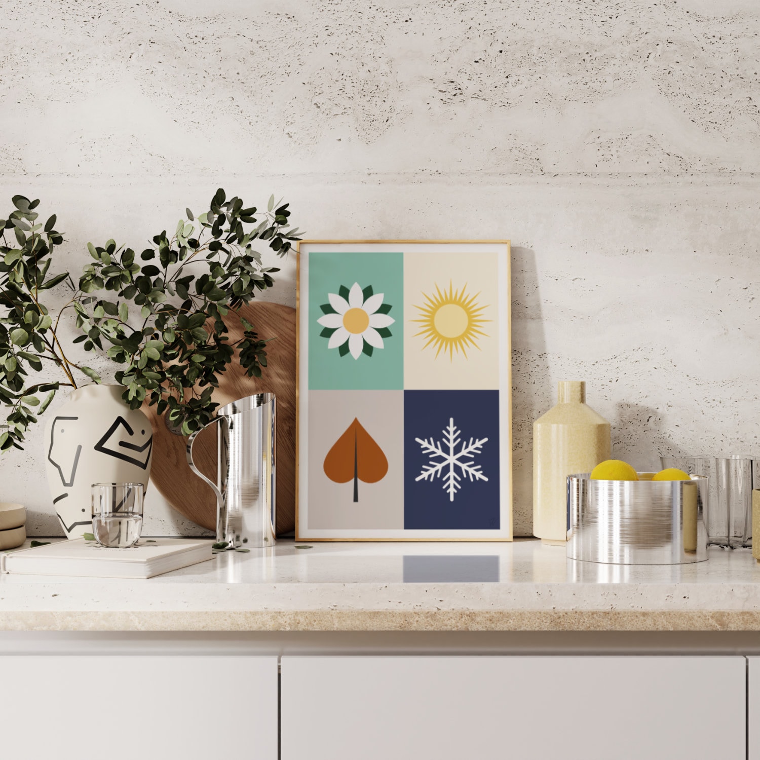 Four Seasons Art Print, Nature Wall Art, Spring Summer Autumn Winter ...