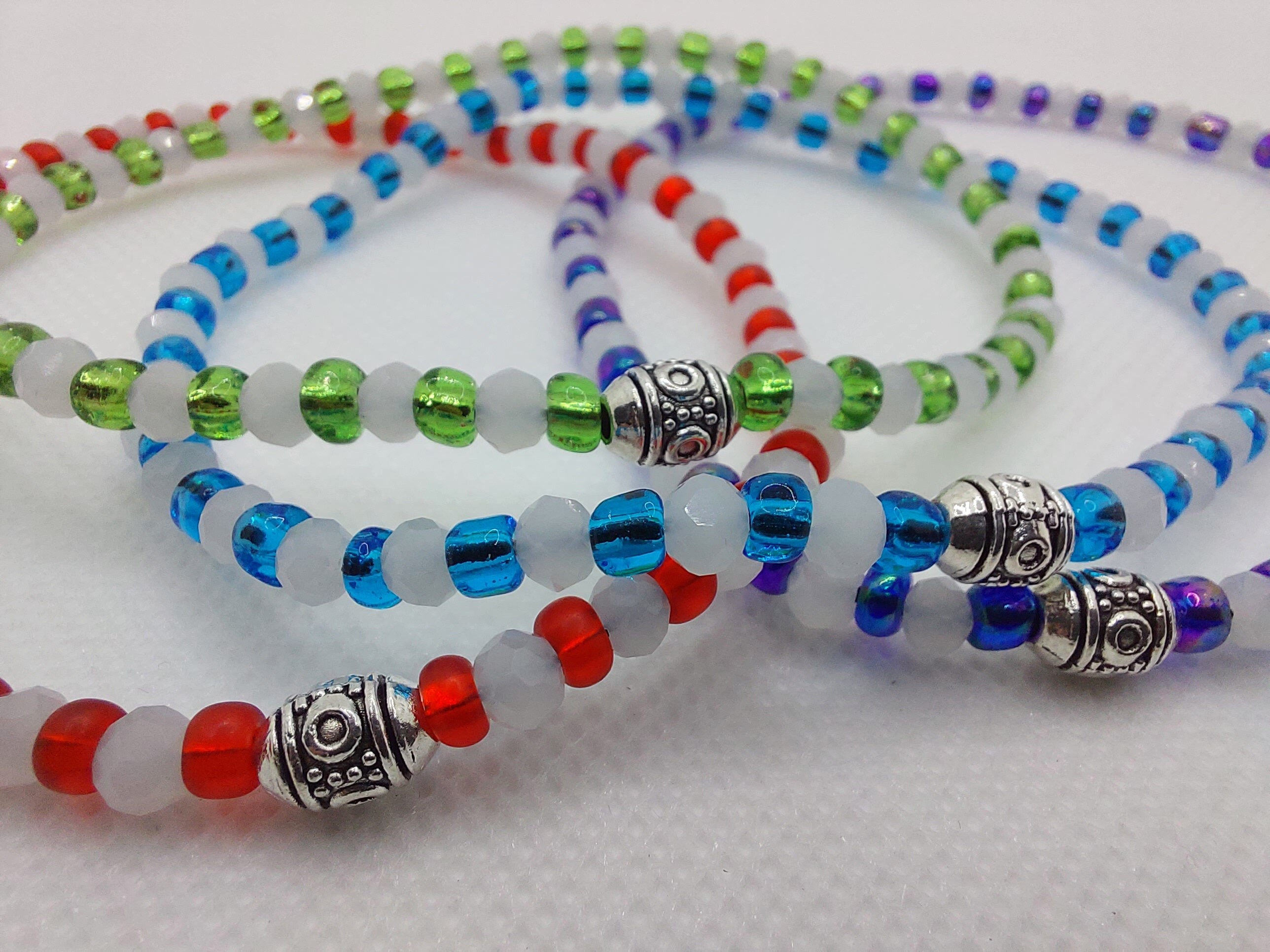 Anklet Glass Beads White Rocailles 4 Mm Rubber Band Anklet Handmade - Etsy