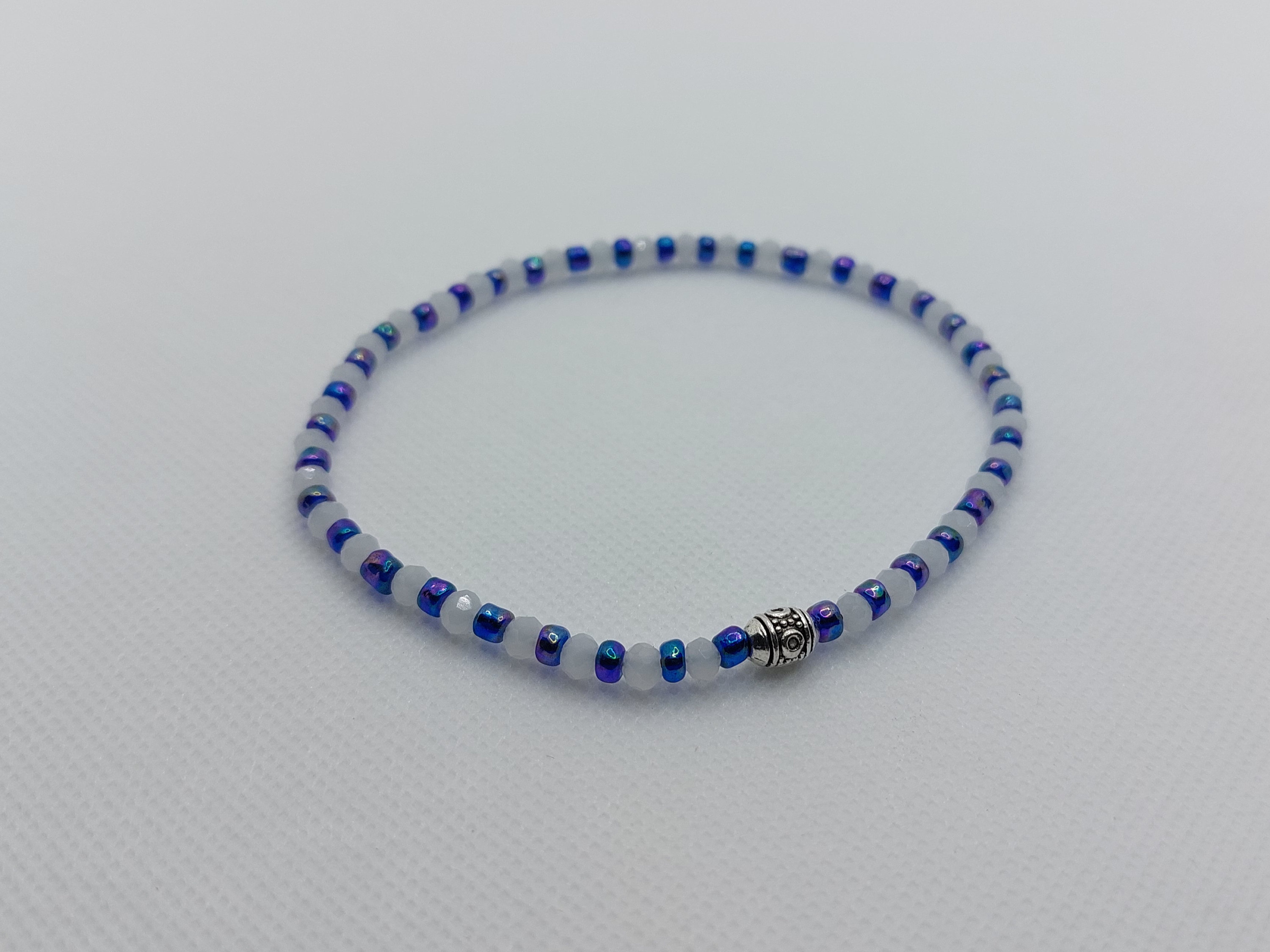 Anklet Glass Beads White Rocailles 4 Mm Rubber Band Anklet Handmade - Etsy