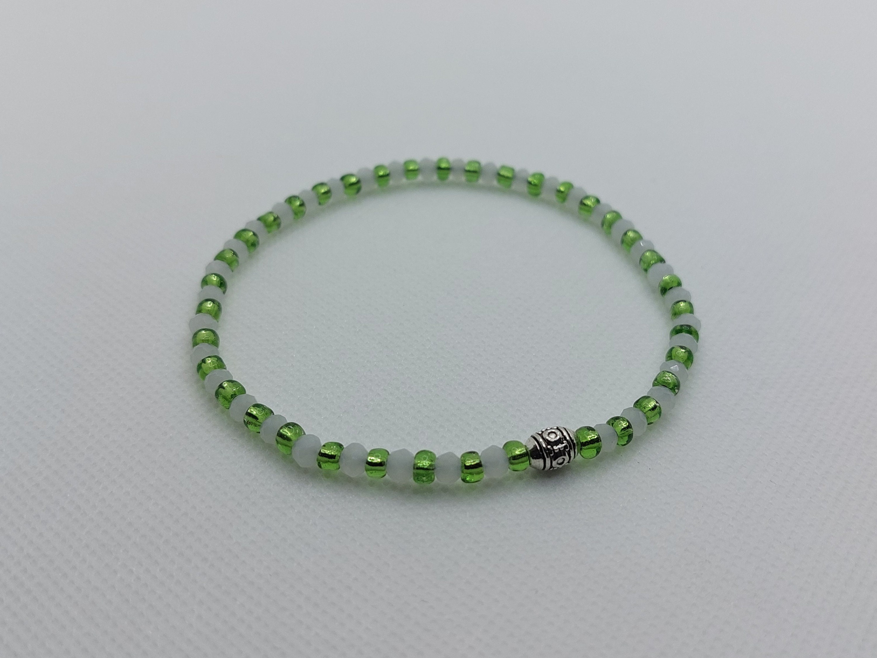 Anklet Glass Beads White Rocailles 4 Mm Rubber Band Anklet Handmade - Etsy