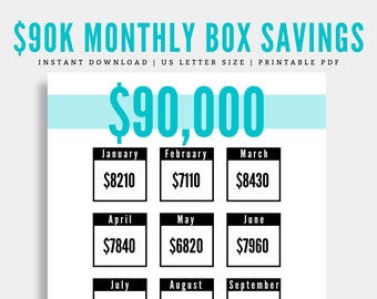 90k Saving Template - Etsy