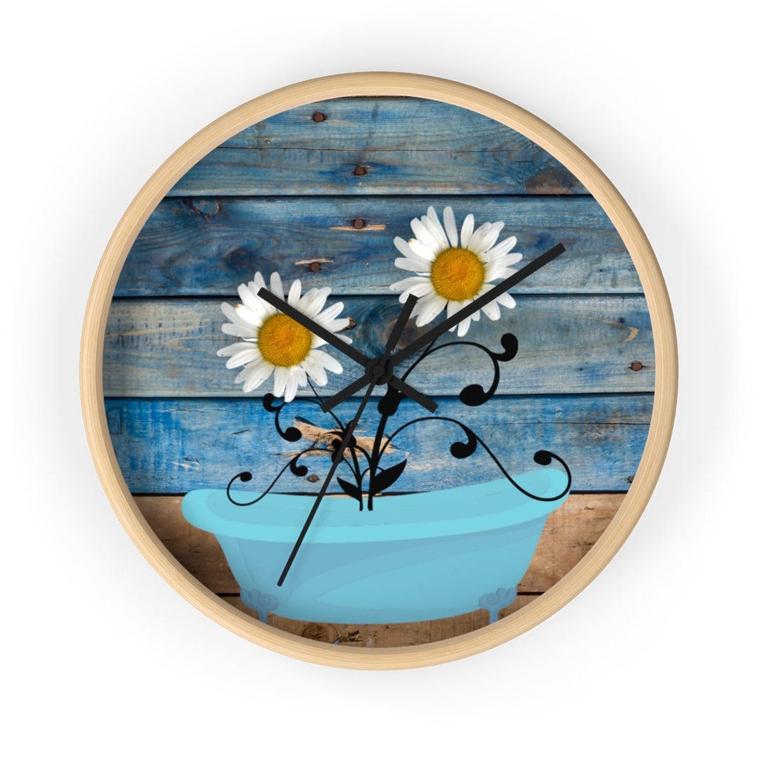 Rustic Wall Clock, Vintage Bath Tub Clock, Bathroom Clock, Vintage ...