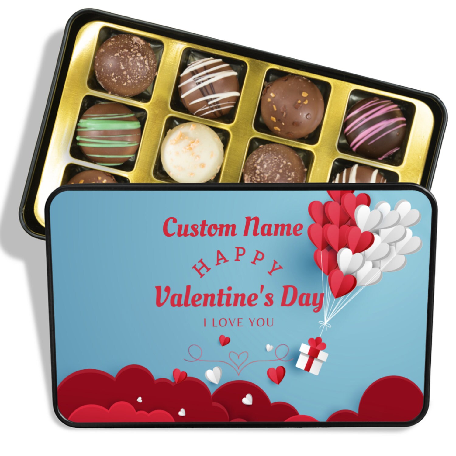 Custom Name Valentine Box, Chocolate Truffles, Girlfriend Gift ...
